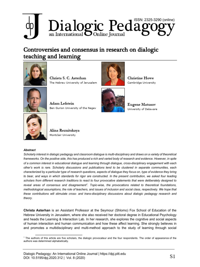 Controversies and Consensus in Research On Dialogic | PDF | Pedagogy | Dialogue