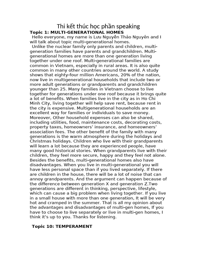 Thi Kết Thúc Học Phần Speaking | PDF | Temperament | Hearing Aid