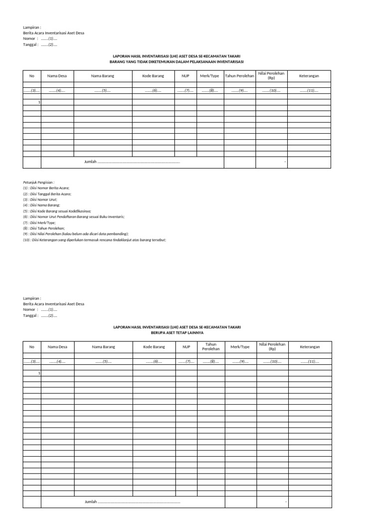 Laporan Inventarisasi Aset Desa | PDF