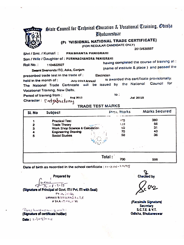 Iti Certificate | PDF