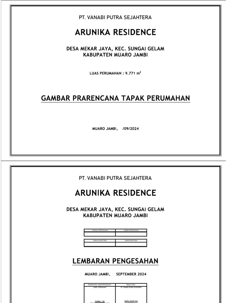 Pra-Rencana Perumahan Arunika Residence | PDF