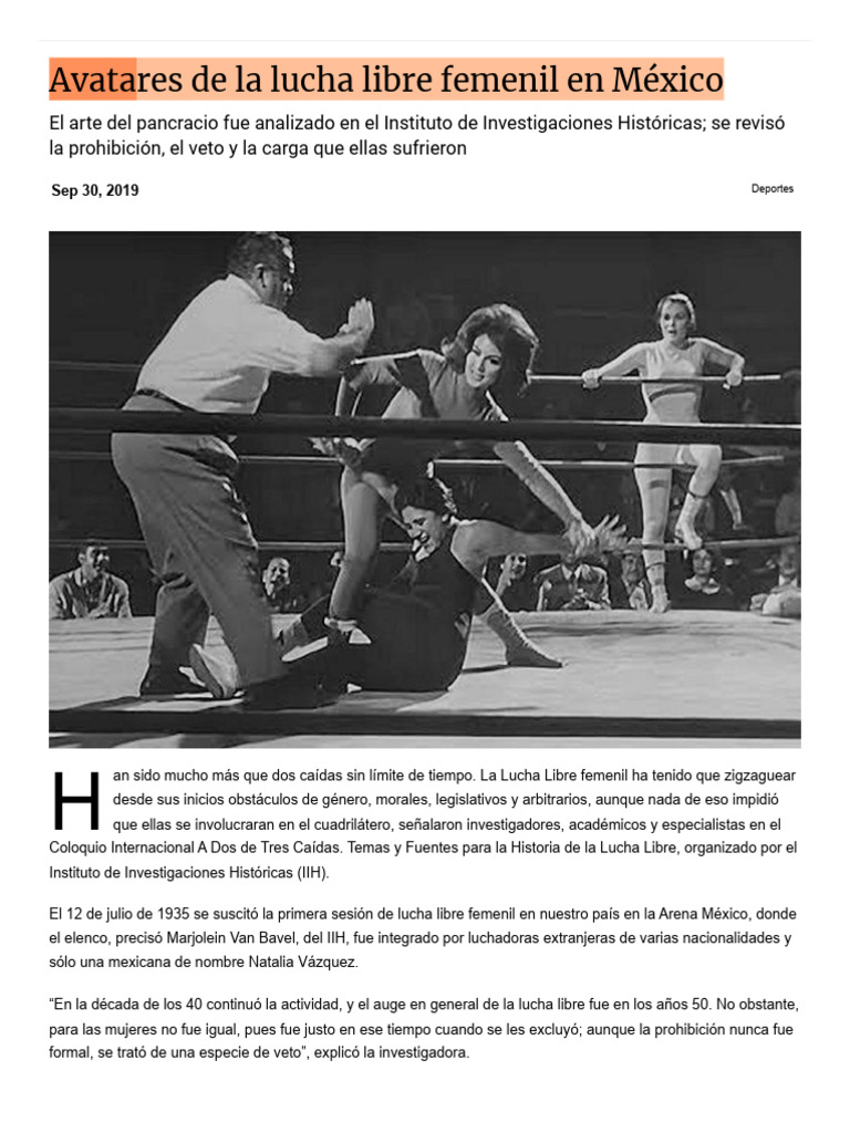 Avatares de La Lucha Libre Femenil en México | PDF | México