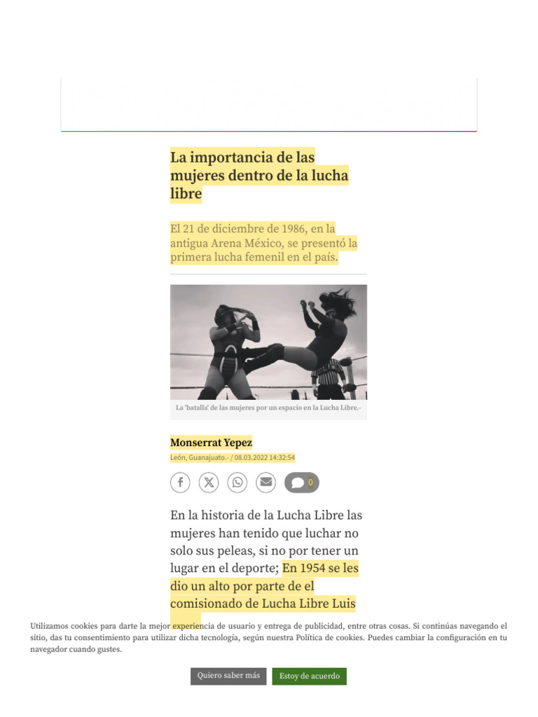 La Importancia de Las Mujeres Dentro de La Lucha Libre | PDF | Cookie HTTP