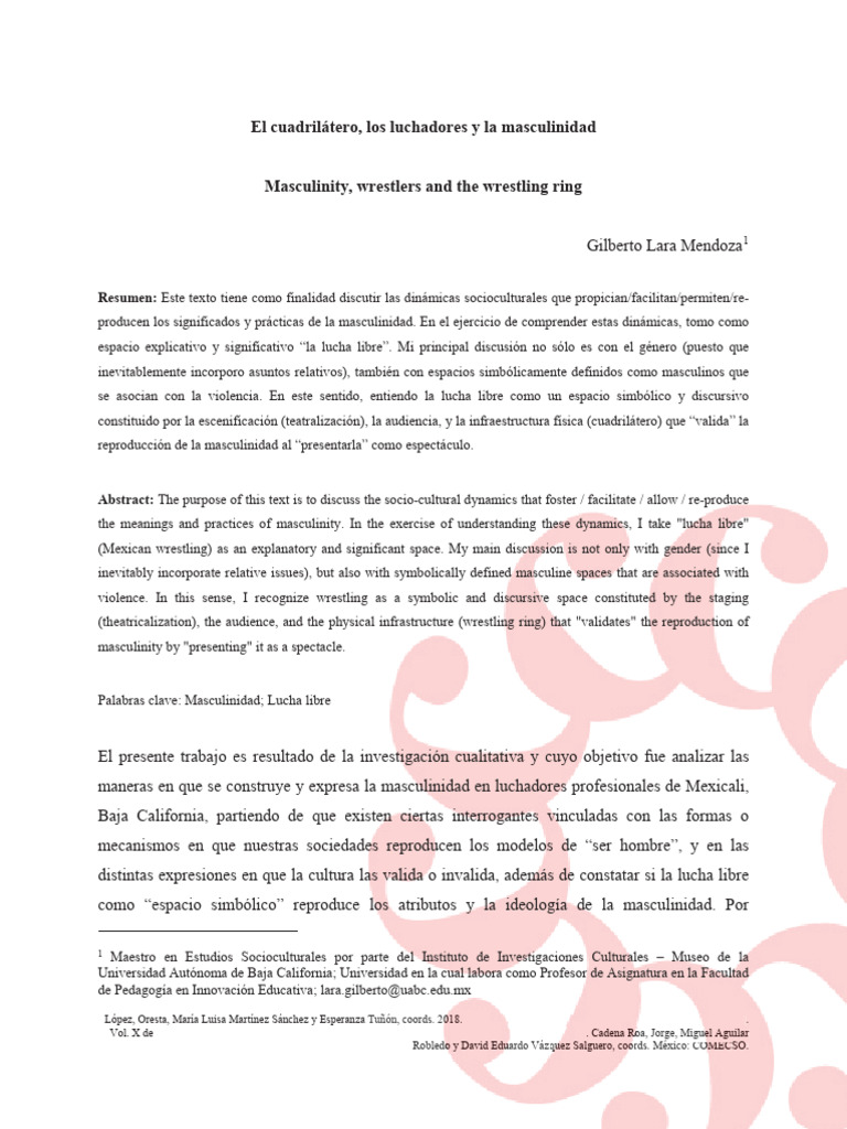 El Cuadrilatero Los Luchadores y La Masculinidad | PDF | Masculinidad | Género