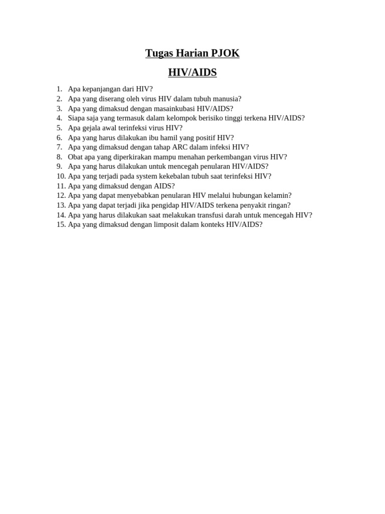 HIV Atau AIDS Kelas 11 Latihan Soal | PDF