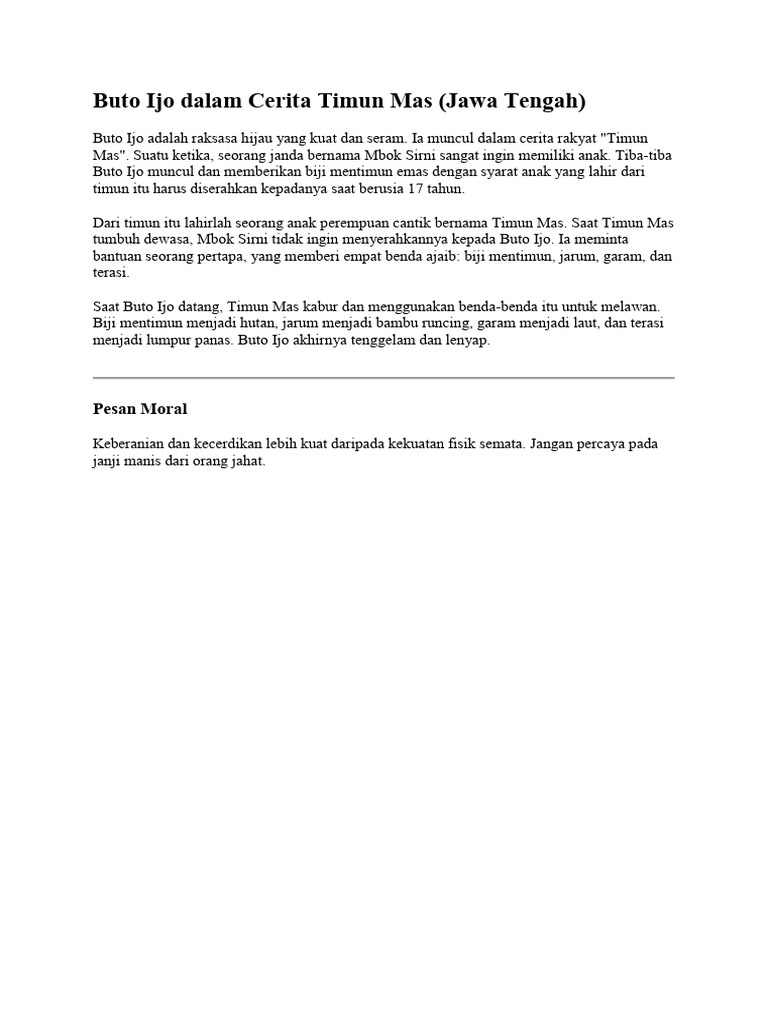 Cerita - Rakyat - BUTO IJO | PDF