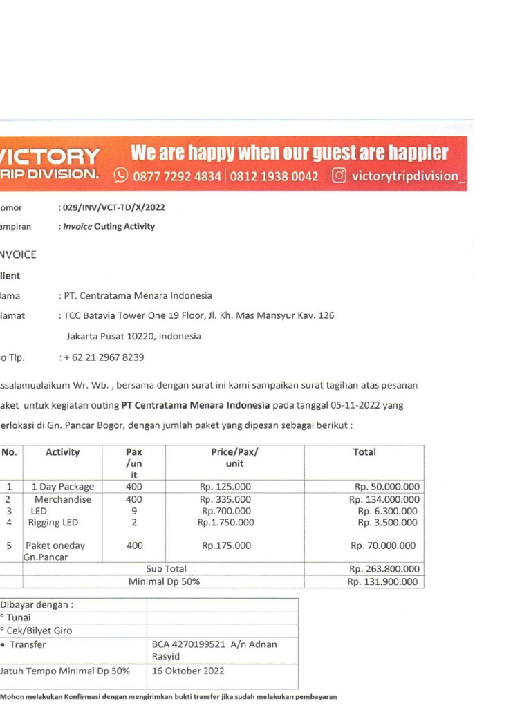 Invoice Victory Trip e Materai | PDF