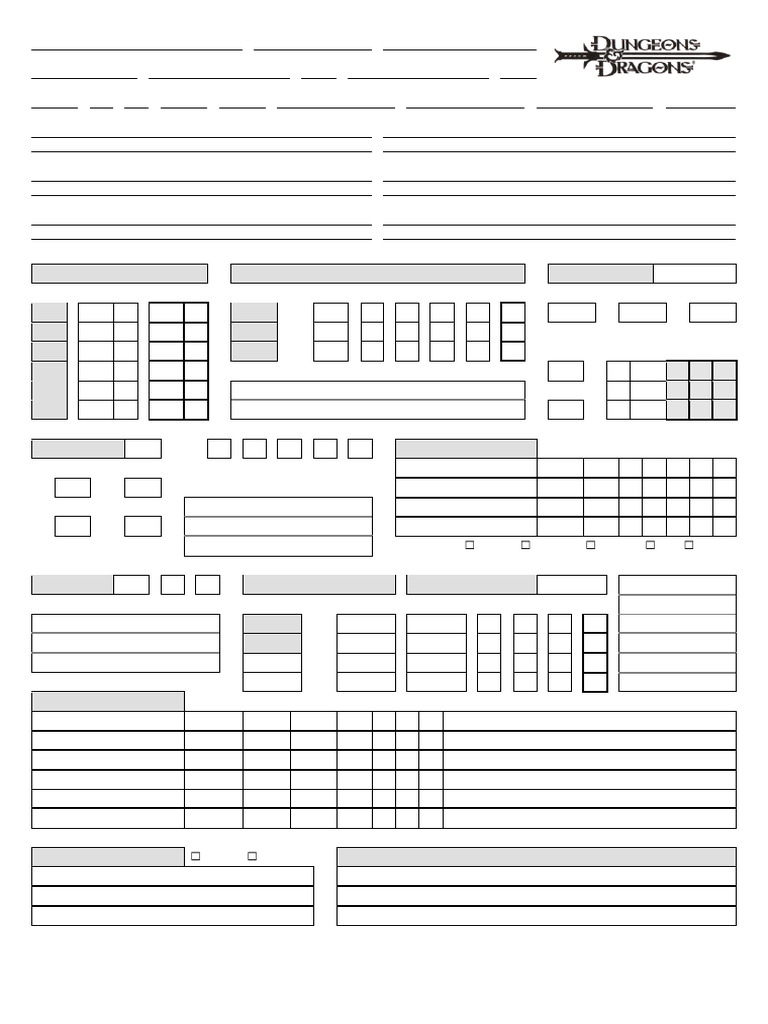 DND 3.5 Character Sheet V2 | PDF | Role Playing | Tabletop Games