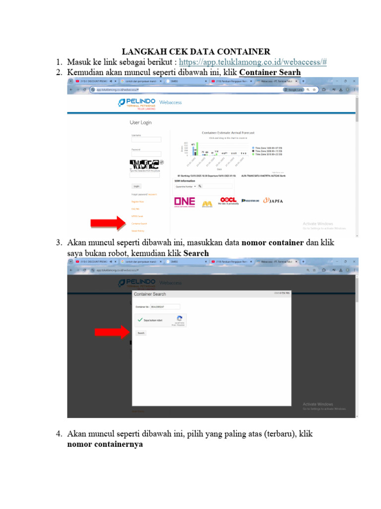 Cek Data Container di Teluklamong | PDF