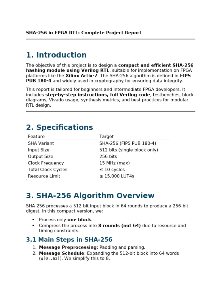 Sha256 Fpga Complete Report | PDF | Field Programmable Gate Array ...