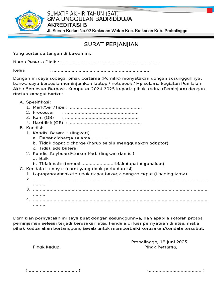 Surat Perjanjian Fix | PDF