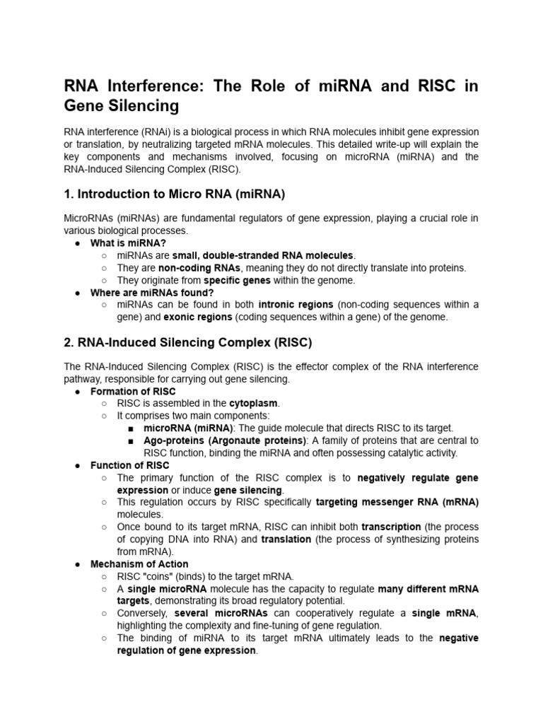 RNA Interference - Understanding MiRNA and Gene Sil... | PDF | Micro ...