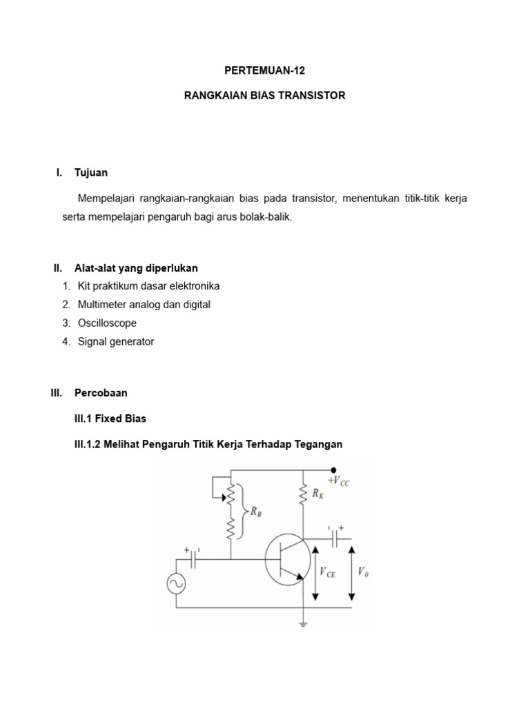 Rangkaian Bias Transistor dan Pengaruhnya | PDF