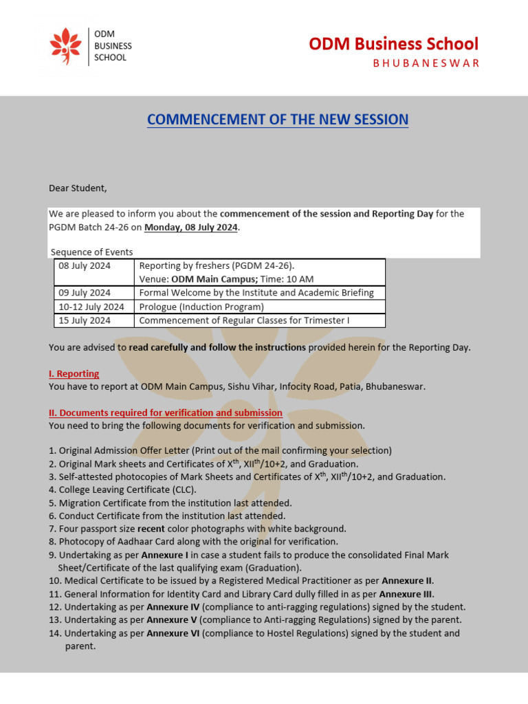 OBS-Important Instructions - New Session PGDM 24-26 | PDF | Laptop