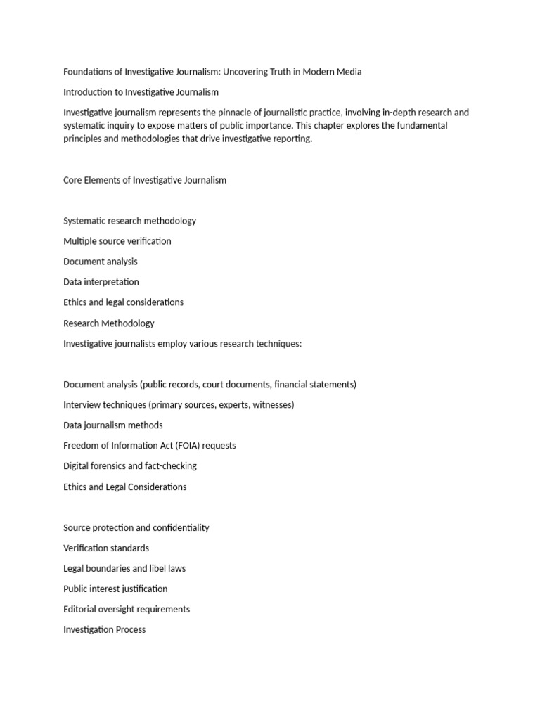 Investigative Journalism Research Methods | PDF