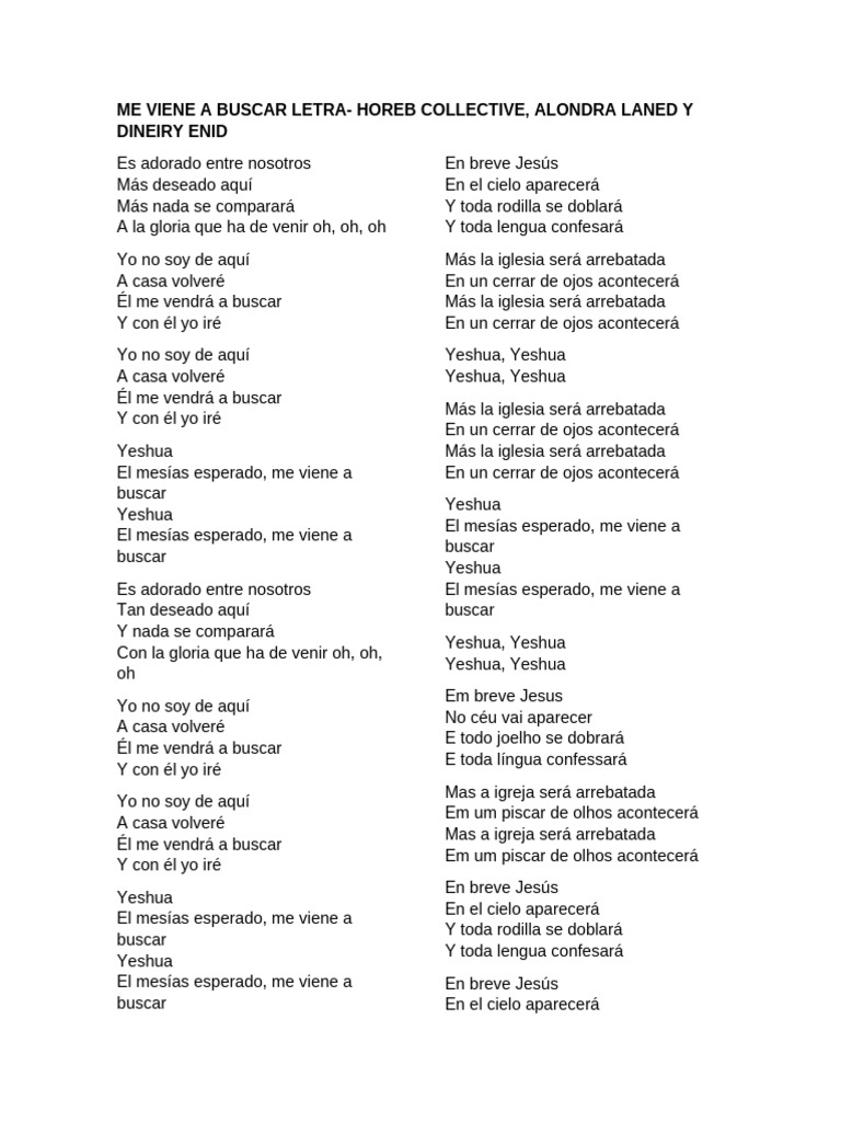 Letra de "Me Viene a Buscar" | PDF | Contenido del Nuevo Testamento | Jesús