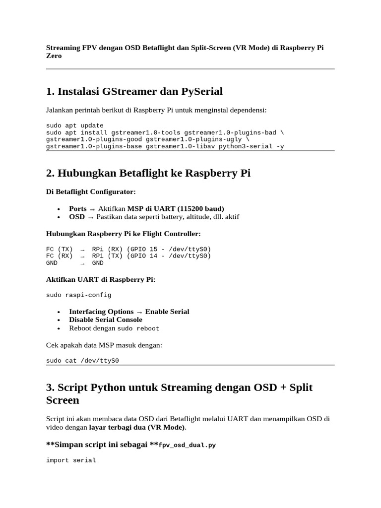 Streaming FPV Dengan OSD Betaflight Dan Split | PDF