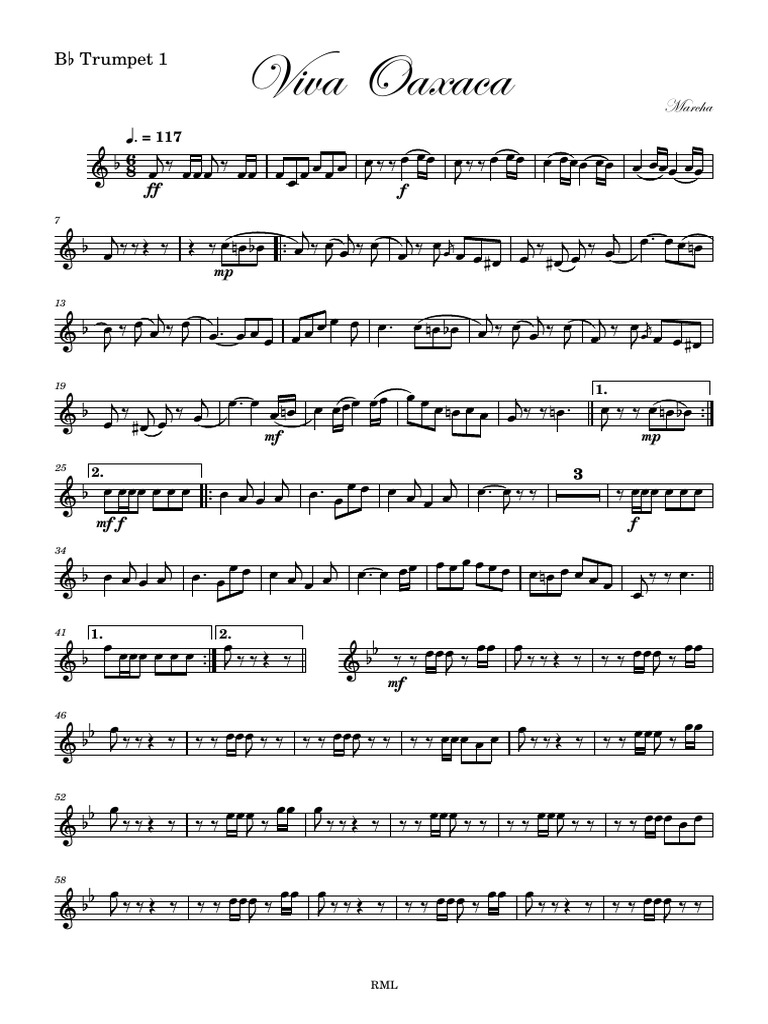 Marcha Viva Oaxaca RML BB Trumpet 1 | PDF
