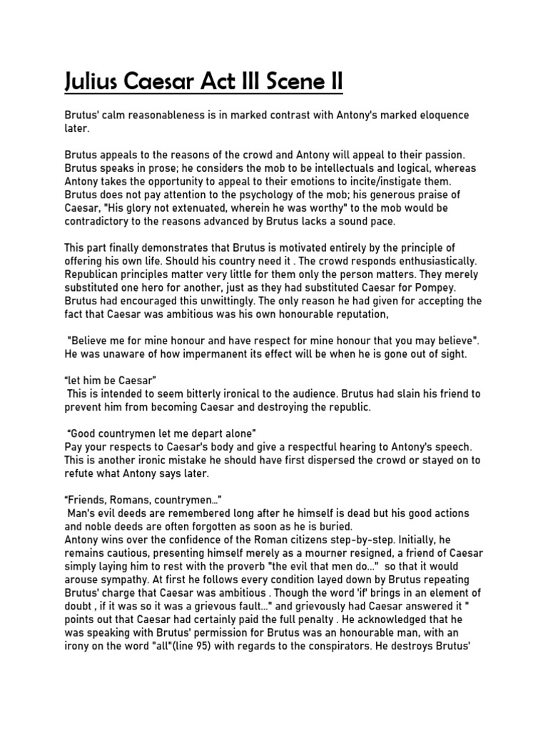 Julius Caesar Act III Scene II | PDF | Julius Caesar