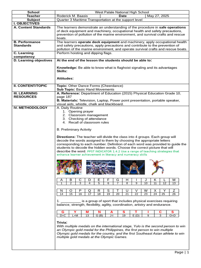 q3 Lesson Plan Maritime Transportation | PDF | Learning | Teachers