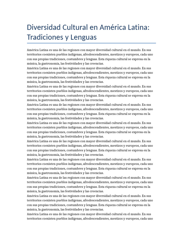Diversidad Cultural en América Latina | PDF | Tradiciones | Américas