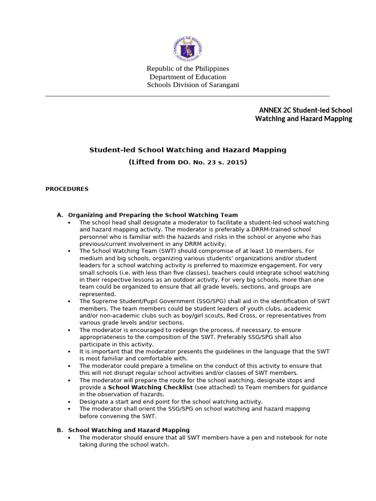 Student-Led School Hazard Mapping Guide | PDF