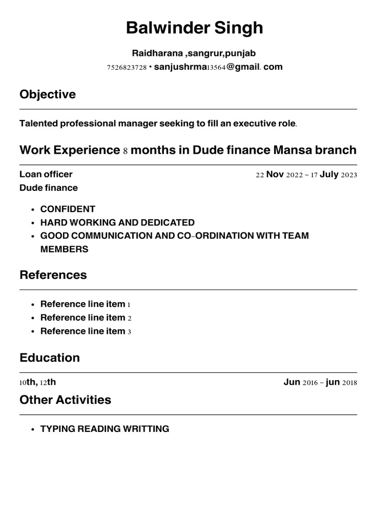 Executive Role Resume of Balwinder Singh | PDF