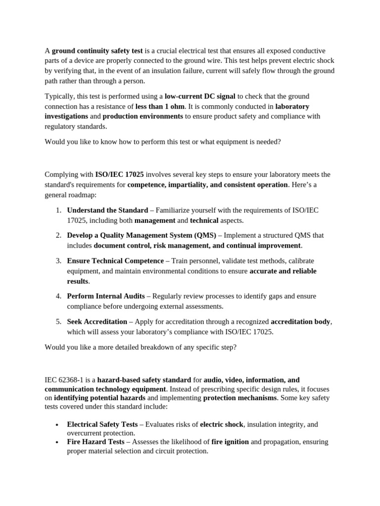 A Ground Continuity Safety Test Is A Crucial Electrical Test That ...