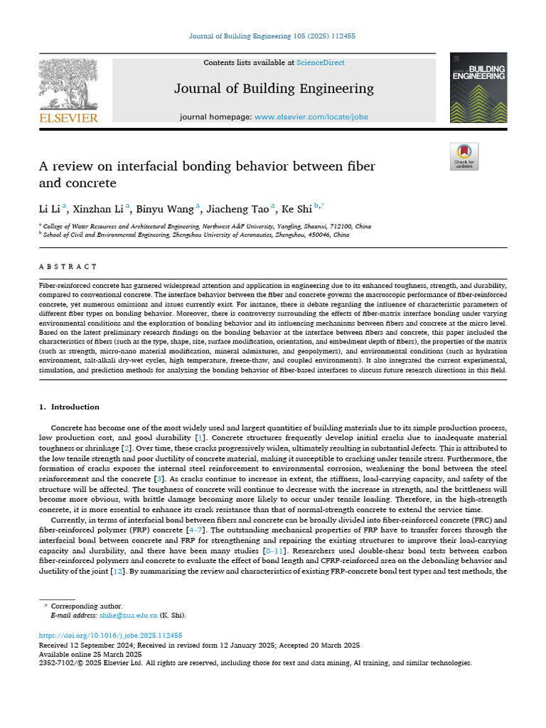Fiber-Concrete Bonding Behavior Review | PDF | Fracture | Concrete