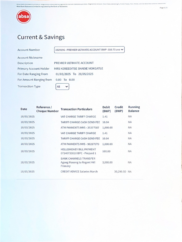 ABSA Bank Statements | PDF
