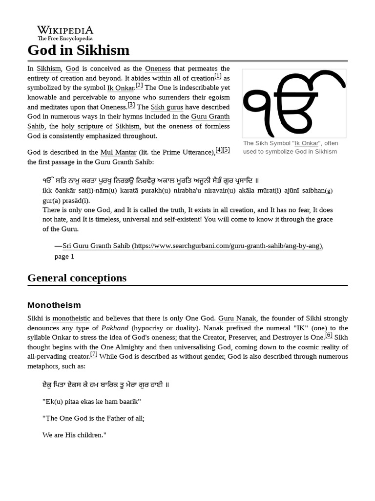 God in Sikhism | PDF | Religious Faiths | Indian Religions