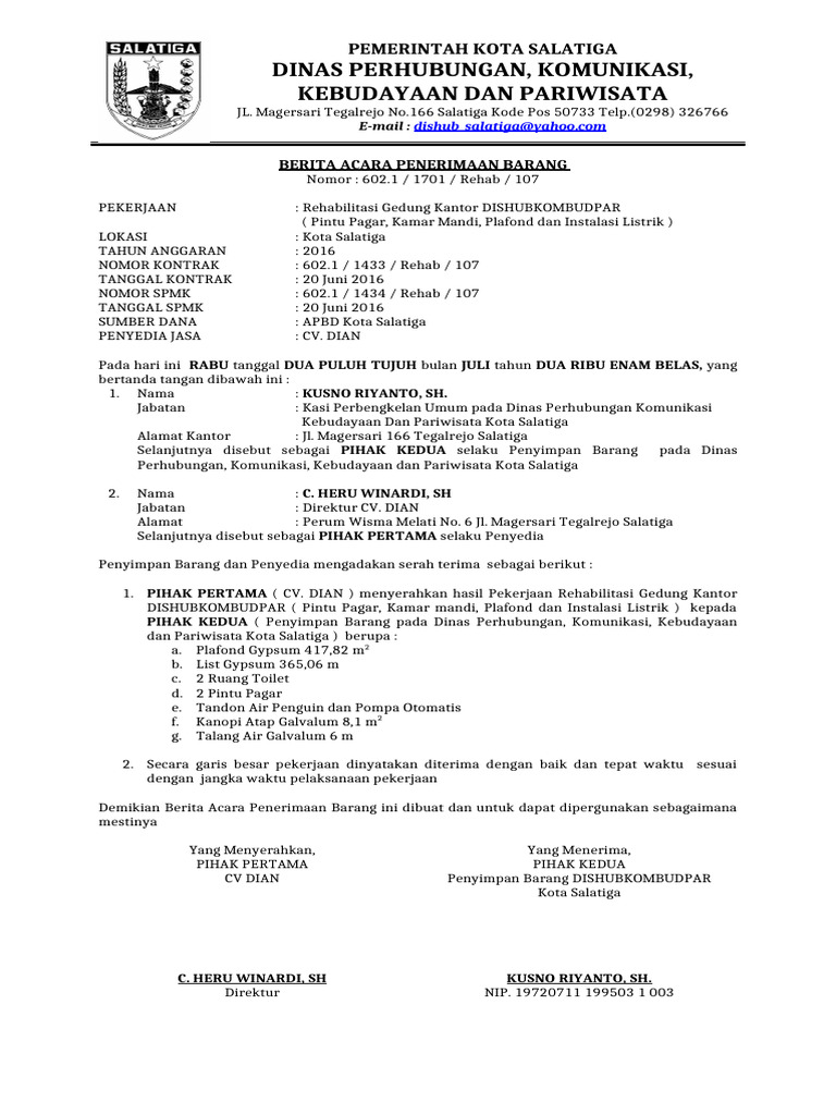 BA Penerimaan Barang | PDF