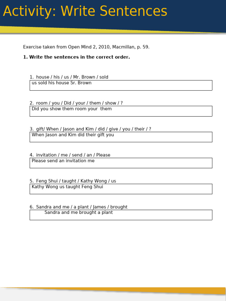 Write Sentences | PDF
