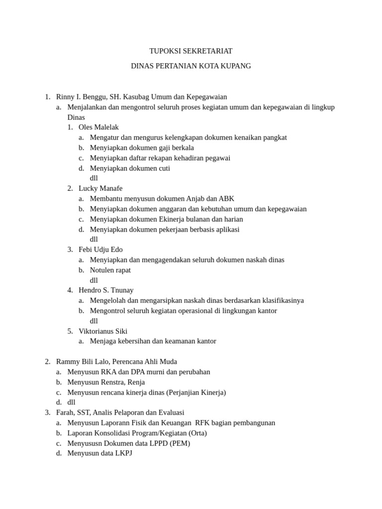 Tupoksi Sekretariat | PDF