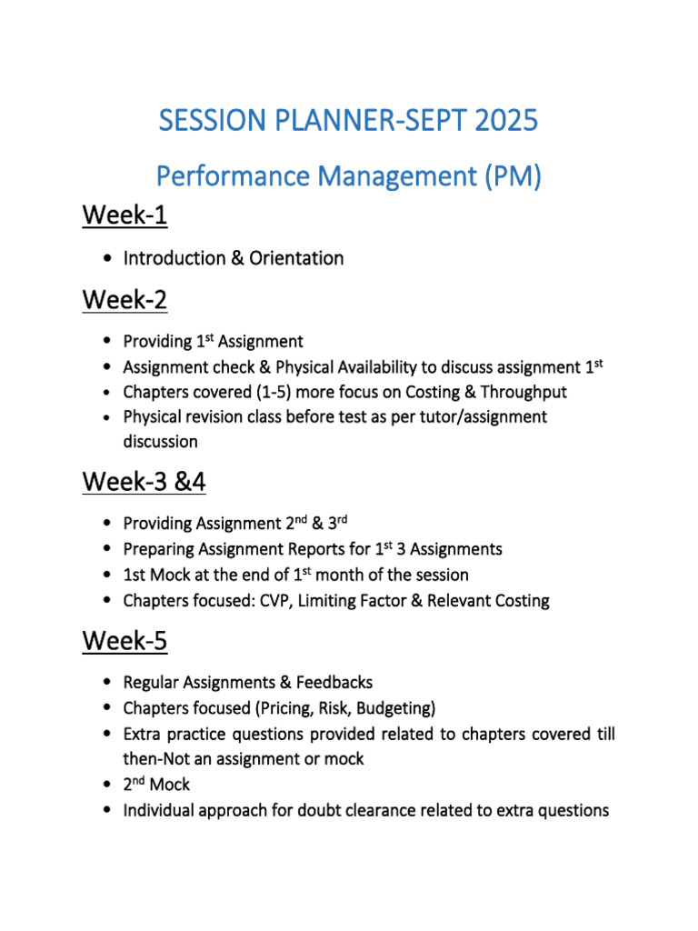 PM Detailed Session Planner | PDF