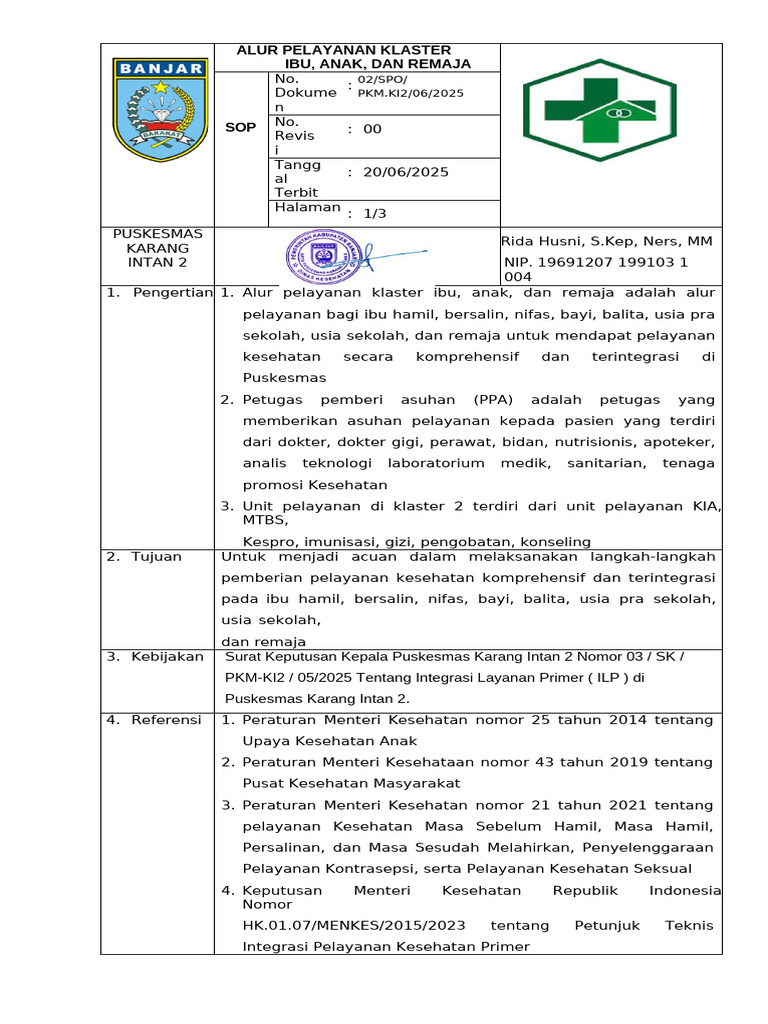 Sop Ilp Klaster 2 Baru | PDF