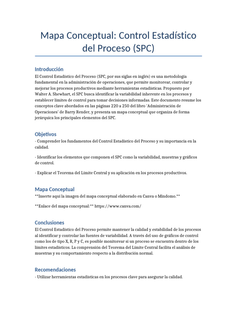 Mapa Conceptual Control Estadistico Proceso | PDF