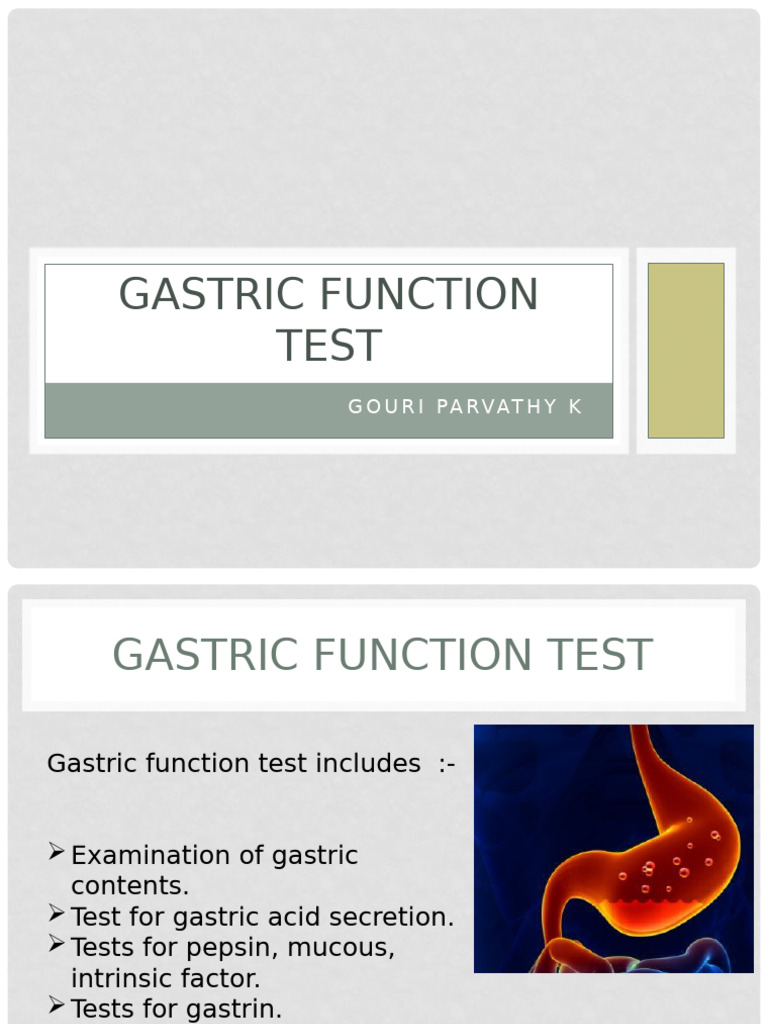 Gastric Function Test | PDF