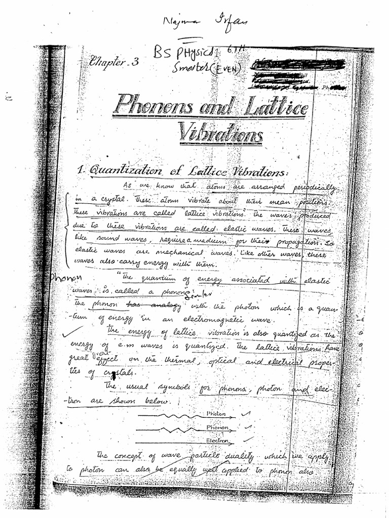 Miss Najma (Phonons and Lattice Vibrations) Chapter 3 | PDF
