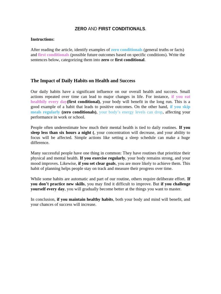 Zero and First Conditionals | PDF