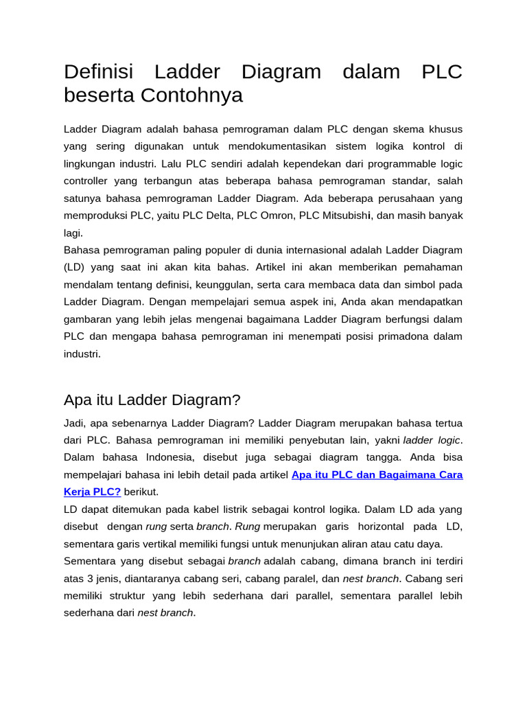 Definisi dan Contoh Ladder Diagram | PDF