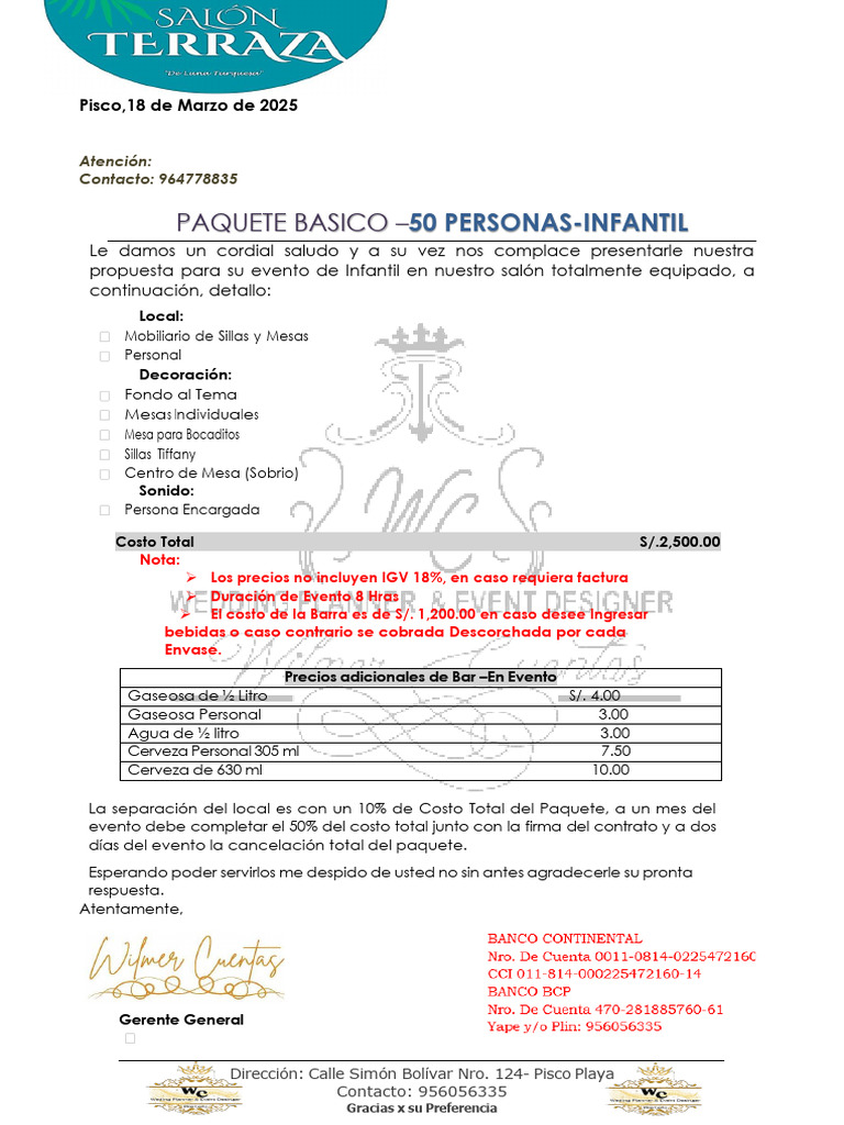 Proforma Infantil Salon Terraza | PDF