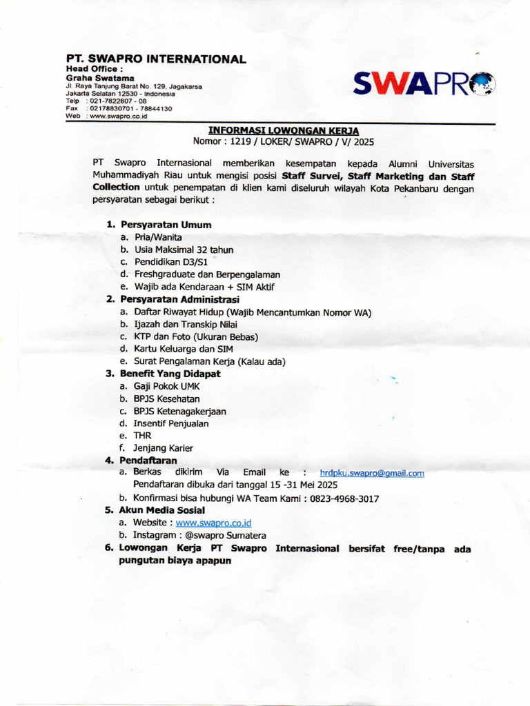 Pt. Swapro International | PDF