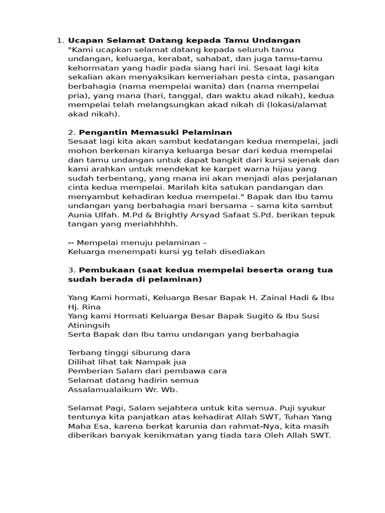 Naskah MC Resepsi Pernikahan Modern | PDF