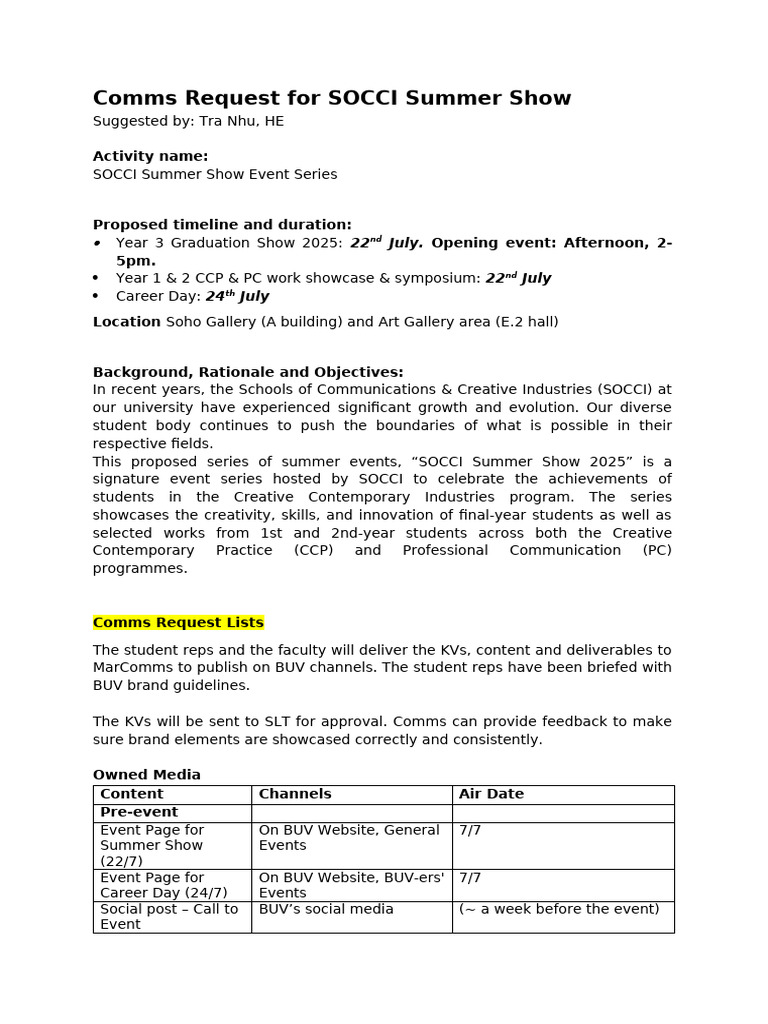 SOCCI Summer Show 2025 Event Details | PDF | Human Communication