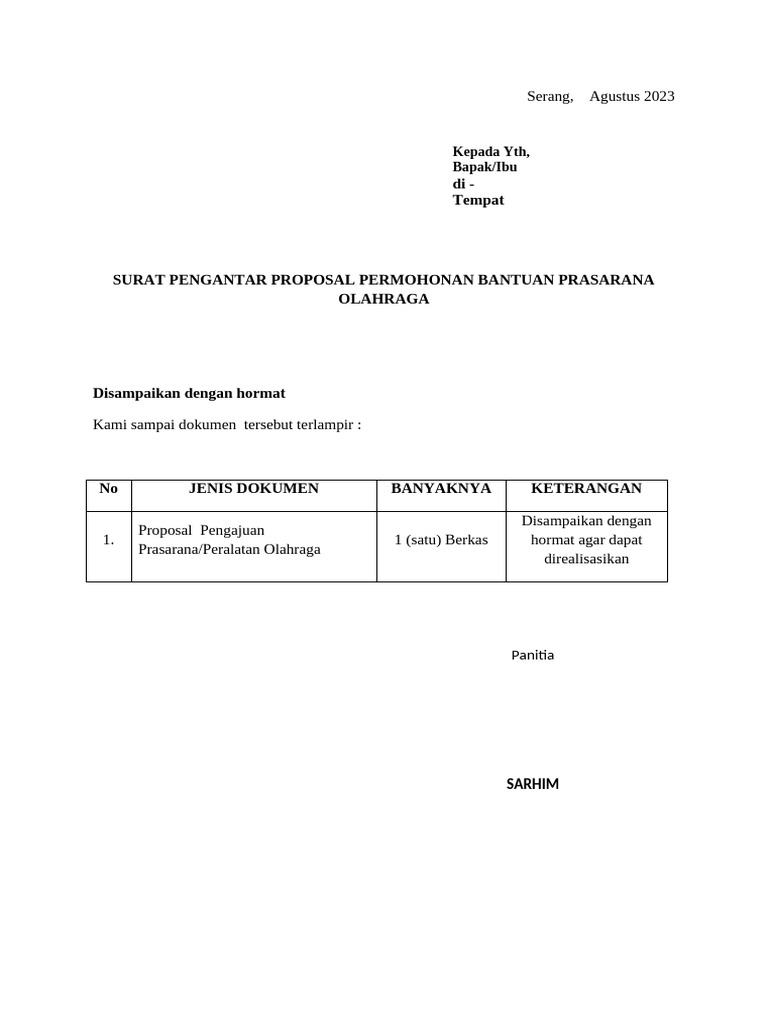 Proposal Permohonan Bantuan Sarana Dan Prasarana | PDF