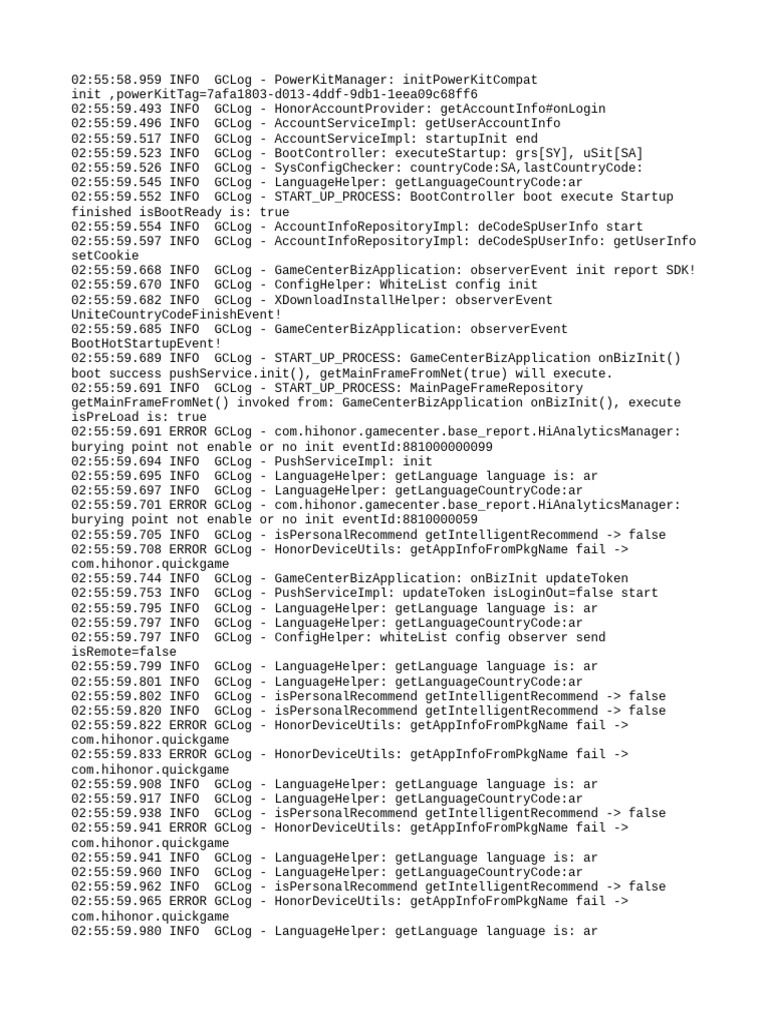 Game Center Initialization Log Analysis | PDF | Computing | Software
