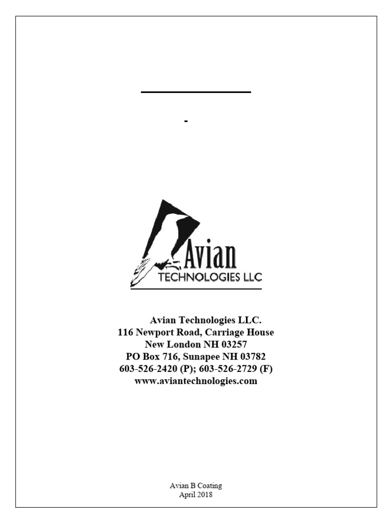Avian-B Coating Application Guide | PDF | Ethanol | Materials