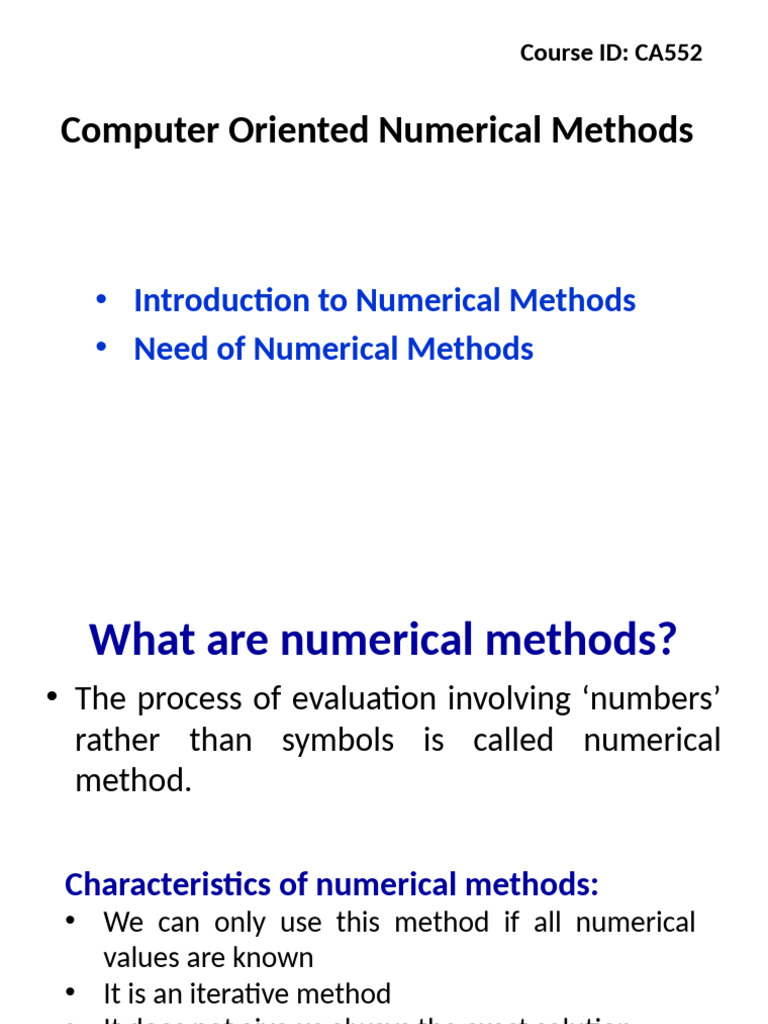 L1-Introduction To Numerical Methods | PDF | Numerical Analysis | Equations