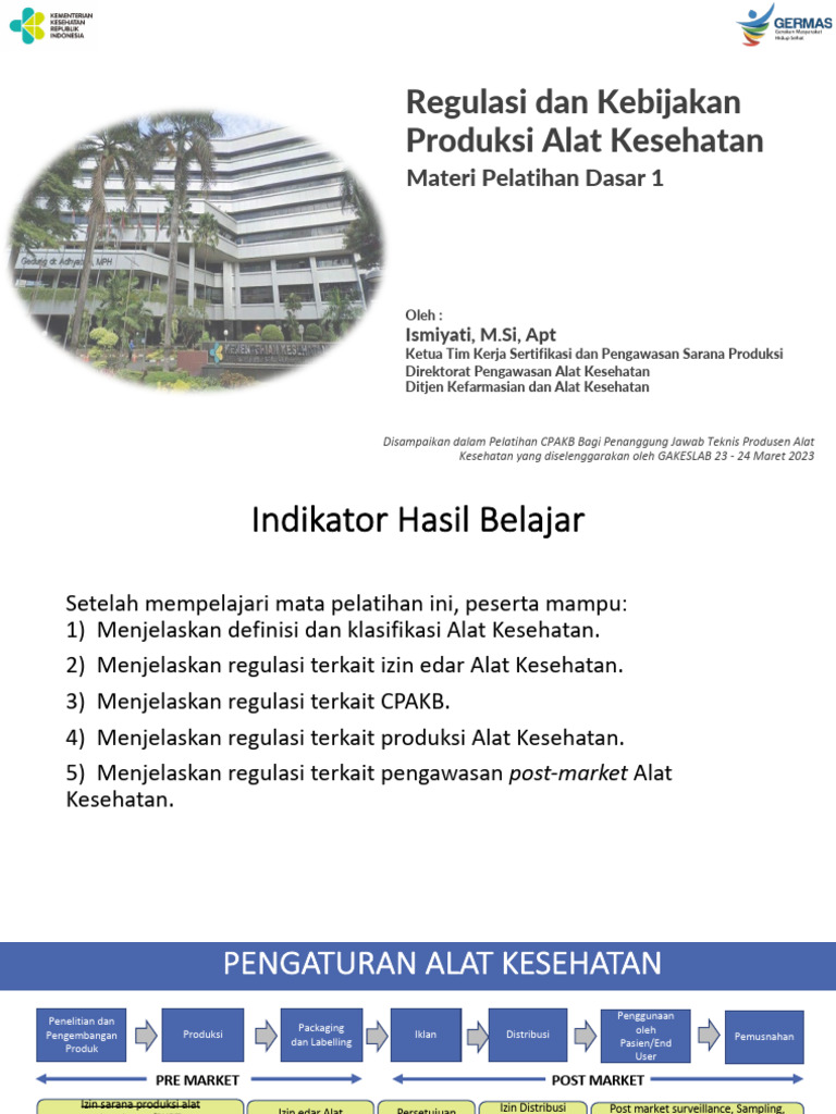 Mpd1 - PJT Produsen Alkes Gakeslab 23 - 24 Maret 2023 | PDF